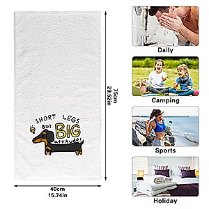 ALAZA Funny Dachshund Dog with Quote Towels 100% Cotton Hand Towel for Bathroom 16 x 30 inch, Absorbent Soft & Skin-Friendly, 1 Piece