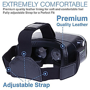 [Updated & Fixed] VR Headset Game System - High Definition Virtual Reality 3D Glasses for Kids and Adults - Optical Lens, Adjustable Strap - Compatible with iPhone and Android (3.5" to 6.5")