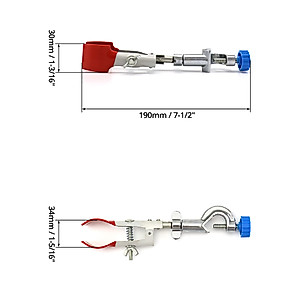 QWORK Lab Clamp, 2 Pack, Cork Lined Prongs, Burette, Flask, Beaker Clamp, Holds Objects up to 1.75" [45mm], Labs Universal Clamp (Rods up to 0.7" Diameter)