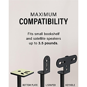 Sanus Adjustable Height Speaker Stand - Extends 28" to 38" - Holds Satellite & Small Bookshelf Speakers (i.e. Bose, Harmon Kardon, Polk, JBL, KEF, Klipsch, Sony and Others) - Set of 2 - Model: HTBS