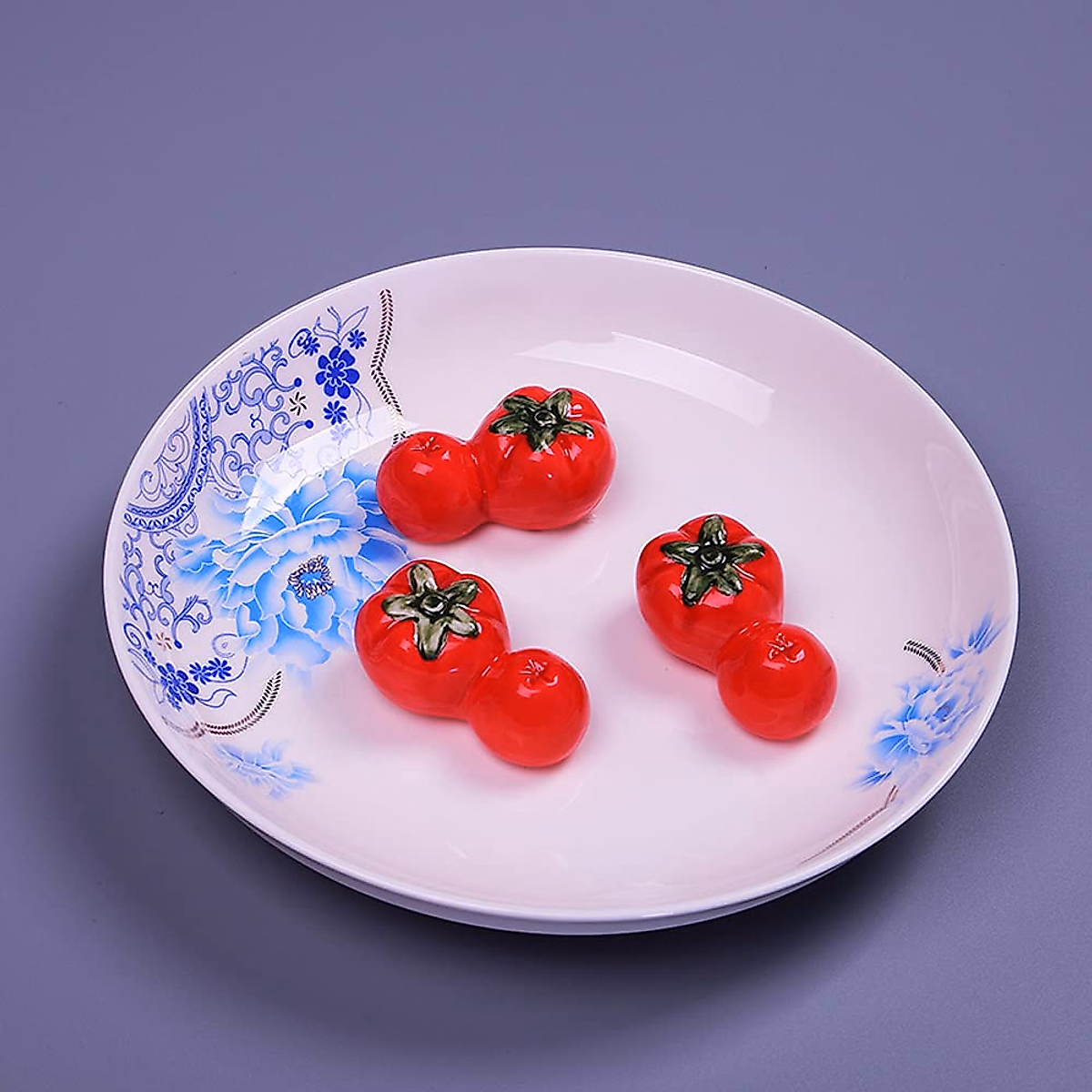 4Pcs Cute Tomato Watermelon Ceramic Chopstick Holder Creative Fruit Chopstick Rest Rack Stand Utensil Holder for Chopsticks Forks Spoons Table Decor, Red