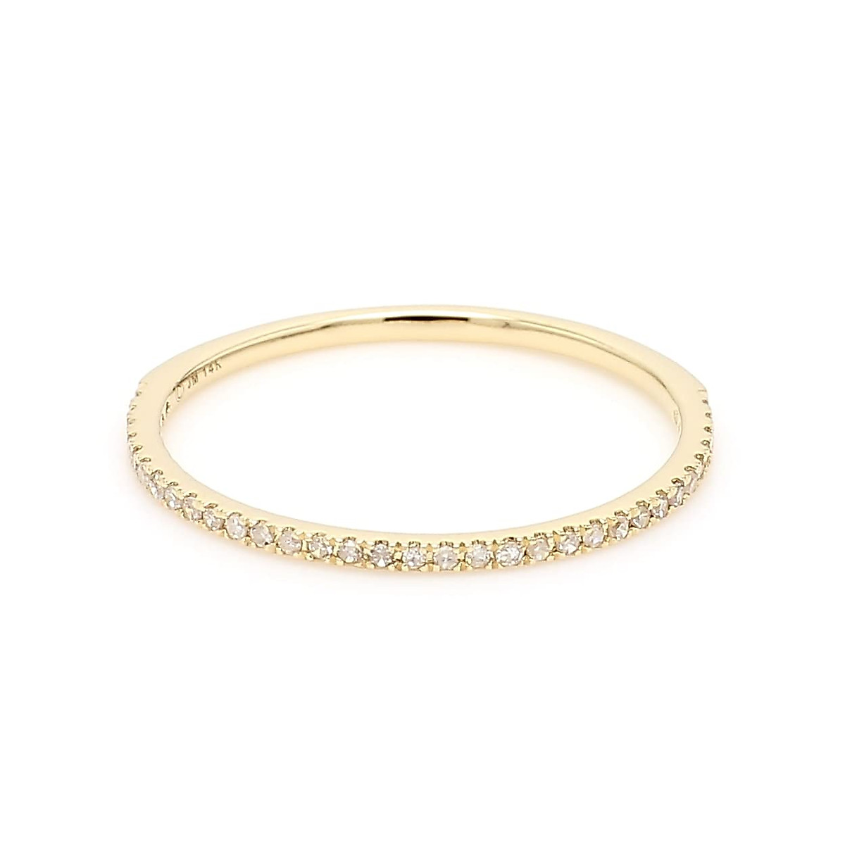 JewelMore 0.08 Carat (ctw) 10K Gold Round White Diamond Ladies Dainty Anniversary Wedding Stackable Ring (White Gold, 7.5)