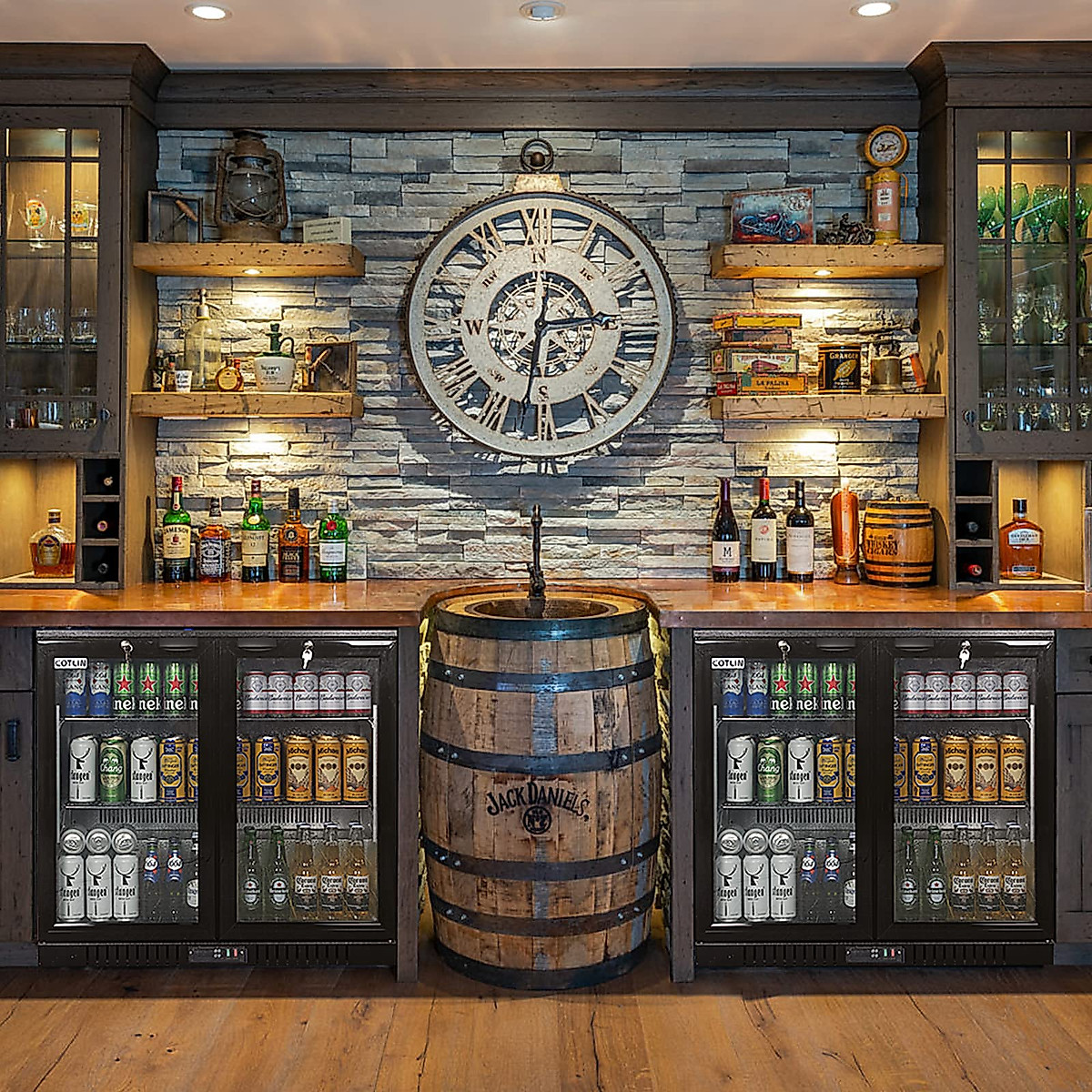 COTLIN 36" W Back Bar Cooler Beer Fridge Undercounter Refrigerator with LOW-E Glass Free Standing Beverage Refrigerator Adjustable Shelves for Soda Beer Wine, ETL NSF Approved, 2025 Upgraded