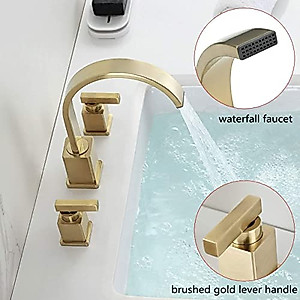 WorbWay Bathroom Faucet Gold, 2 Lever Handle 8 inch Widespread Bathroom Sink Faucet with Pop-Up Drain