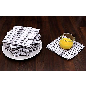 AMOUR INFINI Grid Terry Dish Cloth | Set of 8 | 12 x 12 Inches | Low Lint, Super Soft and Absorbent |100% Cotton Dish Rags | Perfect for Household and Commercial Uses | Charcoal