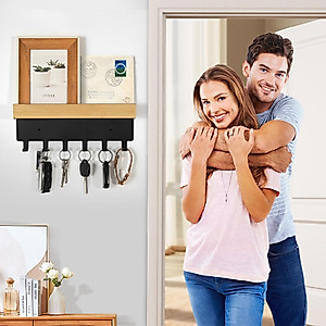 FANYITY Key Holder Wall Mount,Key Hooks for Wall with 6 Stainless Steel Key Hooks and Mail Organizer for Entryway Hallway Kitchen Farmhouse Decor (Key Hooks-6)