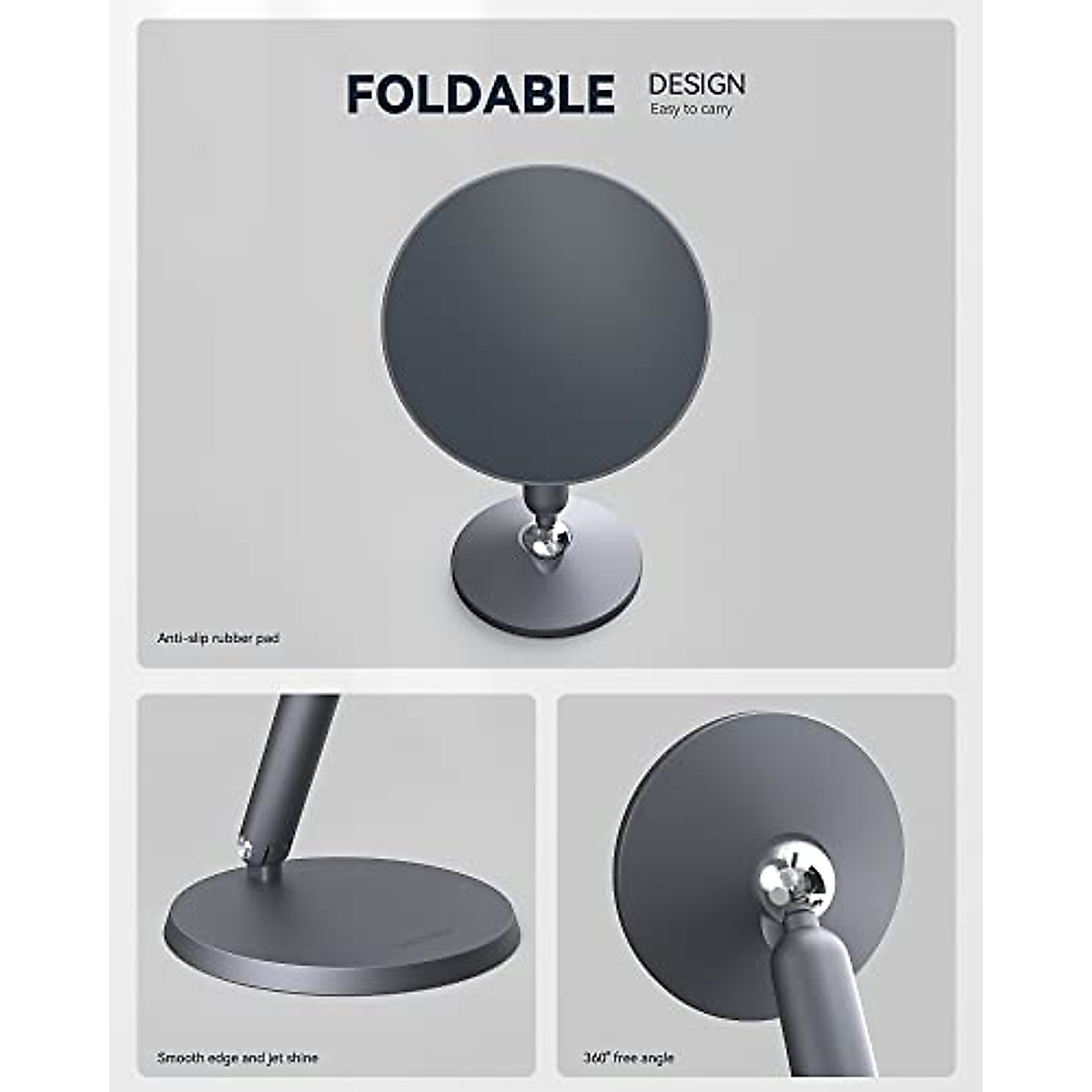 LULULOOK Magnetic Phone Stand for iPhone 12/13/14, Aluminum Design, Rotation Adjustable Desk Phone Holder Dock for iPhone 13 12/13 12 Mini/13/14 12 Pro/13/14 12 Pro Max, Mag-Safe Case Gray