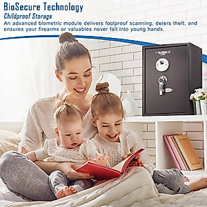 Barska Biometric Fingerprint Security Home Safe Lock Box for Handgun Document Money - DELUXE
