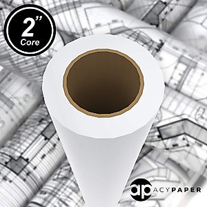 8 ROLLS VALUE PACK. Plotter Paper 24 x 150, CAD Paper Rolls, 20 lb. Bond Paper on 2" Core for CAD Printing on Wide Format Ink Jet Printers, from ACYPAPER