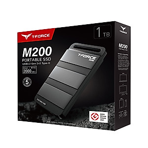 TEAMGROUP T-Force M200 Portable SSD 1TB USB3.2 Gen2x2 Type-C Read/Write 2000MB/s Compatible with PS5 & Xbox & Chrome OS (T8FED9001T0C102)