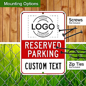 Custom No Parking Sign, Custom Reserved Parking Signs for Business, 10x14 Inches, Rust Free .040 Aluminum, Fade Resistant, Made in USA by My Sign Center (Post Holes)