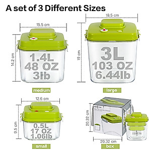 SHYNE LYNE Press-Type vacuum seal containers for Food, set of 3 airtight food storage containers for Kitchen with 100% airtight lids, to have Long-Lasting Food Freshness and Keep Food Fresh Longer