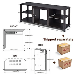 Tangkula Fireplace TV Stand for 65 inches TV, with 18 inches 1500W Recessed Electric Fireplace with 7 Flame Setting & Remote Control,Faux Fireplace TV Stand