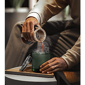 buuo Self Heating Coffee Mug, 14 Oz Temperature Control Smart Mug, double sided & Real-Time LED display, Fast Heating, mug warmer with 120 Min Battery Life, Birthday Gifts for Women and Men(Green)