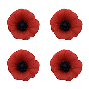 XGALBLA Poppy Brooch Veretrans Gifts Lest We Forget Resin Poppy Lapel Flower Pin for Women Flowers Broaches(4 PCS)