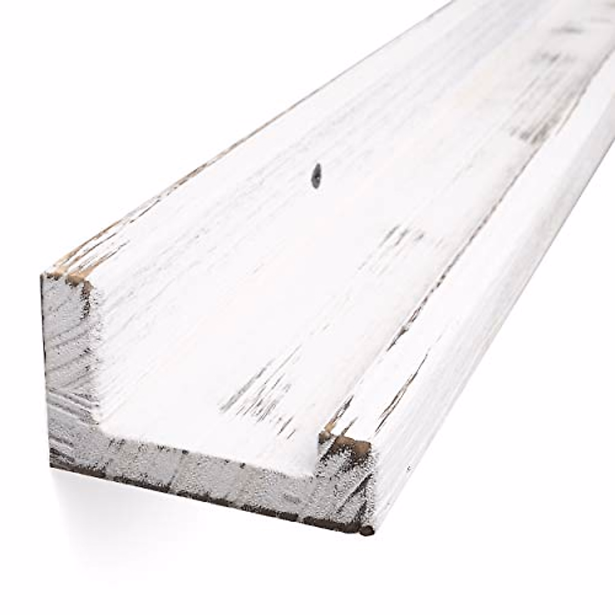 Rustic State Ted Wall Mount Narrow Picture Ledge Shelf Photo Frame Display - 36 Inch Floating Wooden Shelf for Living Room Office Kitchen Bedroom Bathroom Décor - Set of 3 - Burnt White