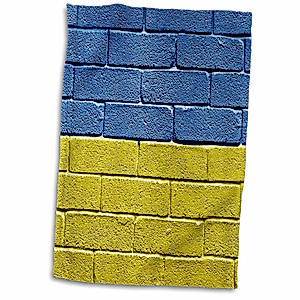 3D Rose National Flag of Ukraine Painted onto A Brick Wall Ukrainian Towel, 15" x 22"