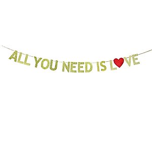 TENNYCHAOR All You Need is Love Paper Banner,Fun Engagement/Wedding/Bridal Shower/Anniversary Party Bunting Decoration Supplies.