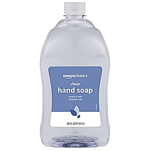 Amazon Basics Gentle & Mild Clear Liquid Hand Soap Refill, Triclosan-Free, 56 Fluid Ounces, 2-Pack