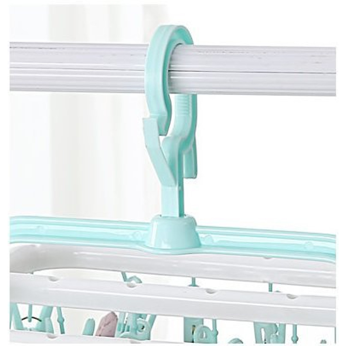 Wuyue Hua Swivel Hook 32 Pegs Drying Rack Clothes Hanger Multifunctional Folding Plastic Clothes Hanger for Underwear Socks Gloves