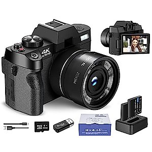 ATPLOES 4k Digital Cameras for Photography, Video/Vlogging Camera for YouTube with WiFi & App Control, Travel Camera with 32GB TF Card & 2 Batteries,Compact Camera,Great Gift Choice
