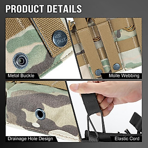 OneTigris Tactical Molle Mag Pouch,Open Top Triple Magazine Pouch for 5.56mm M4 M16 AK AR Glock M1911 9mm with Quick Release Kydex Insert and MOLLE Compatible（Camouflage）
