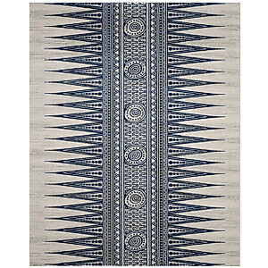 SAFAVIEH Evoke Collection 8' x 10' Ivory/Blue EVK226C Boho Non-Shedding Living Room Bedroom Dining Home Office Area Rug