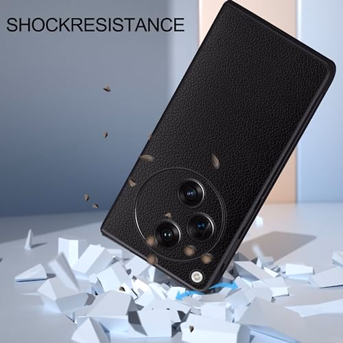 Designed for OnePlus Open Case with Screen Protectors [Hard PC Leather Slim Phone Case] [Shockproof Anti-Slip] Slim Case for OnePlus Open 2023 (Black Black)