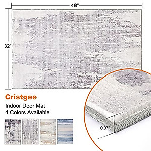 Door Mat, Front Indoor Door Mat Faux Wool Non-Slip Entryway Rug Absorbent Abstract Throw Rug for Indoor Entrance Hallway Laundry Room, High Traffic Areas, 32X48 Inches, Gray Washable