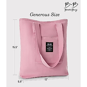 Brook + Bay Corduroy Tote Bag for Women - Boho Bag - Plain Tote Bag with Pockets - Cute Tote Bags Aesthetic - Shoulder Bag