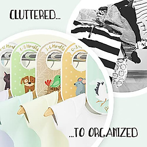 Baby Closet dividers & Baby Clothes Organizer - 18 x Baby Clothes Closet dividers - Neutral Hangers (boy & Girl) - Size & Age Baby Clothes dividers - Cozy Hedgehog