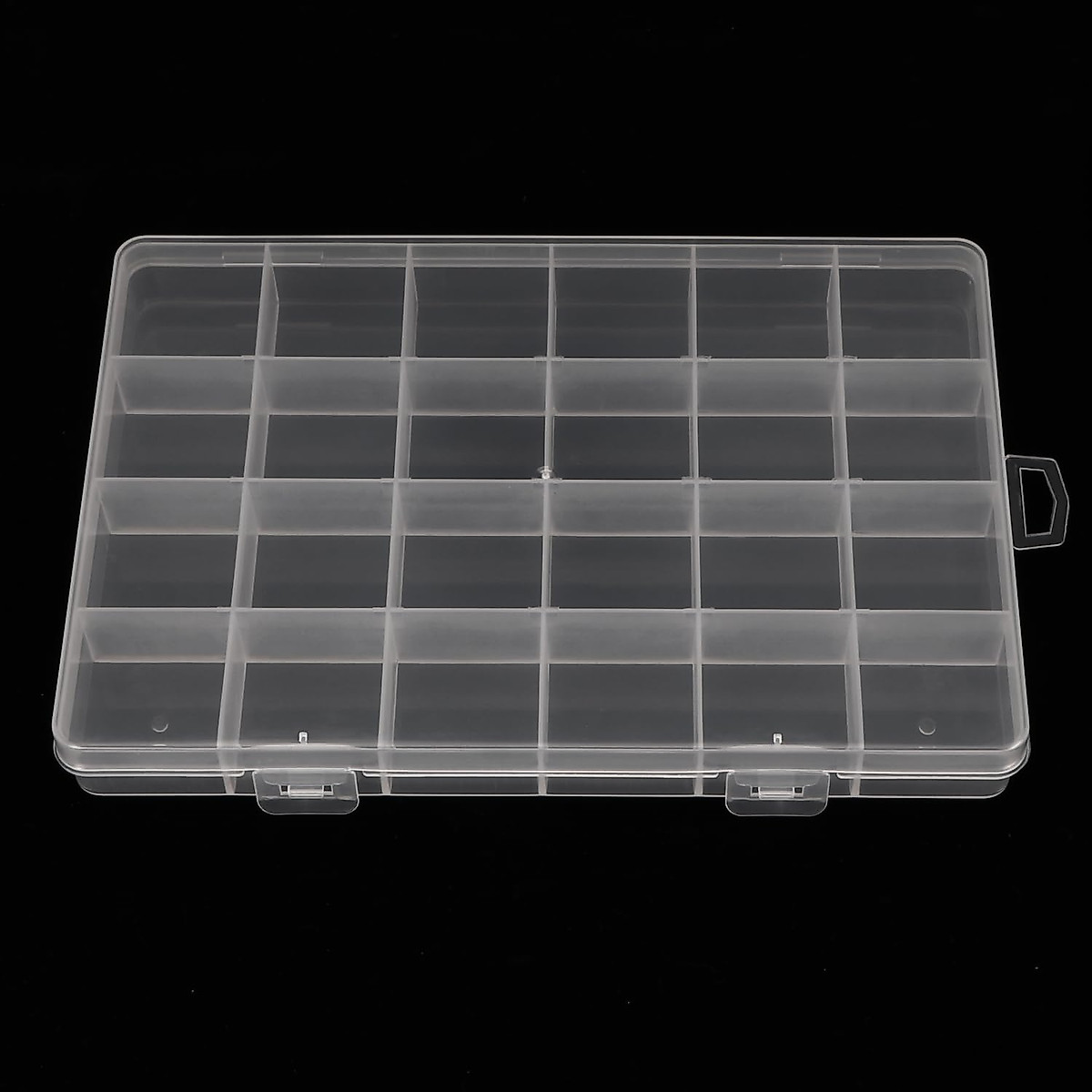2 Pack 24 Grids Clear Plastic Organizer Box Fixed Compartment Storage Container for Craft, Beads, Jewelry, Small Parts, 7.4X5.1X0.86 INCH