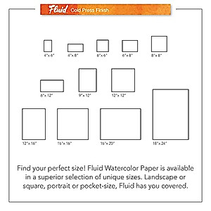 Fluid Artist Watercolor Block, 140 lb (300 GSM) Cold Press Paper Pad for Watercolor Painting and Wet Media with Easy Block Binding, 4 x 6 inches, 15 White Sheets