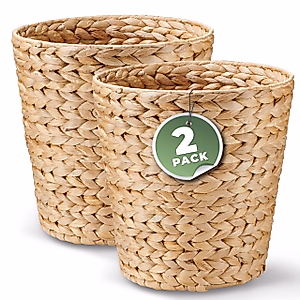 84ECO 2 Pack Wicker Trash Can, Wicker Waste Basket for Bathroom, Rattan Trash Can, Wicker Trash Basket, Basket Trash Can, Woven Trash Can