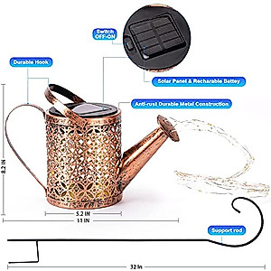 Udreem Solar Lights Outdoor Decorative, Solar Lantern Outdoor Hanging Waterproof Hollowed-Out Design, Decorative Retro Metal Solar Light with Hook for Garden Table Patio Yard Pathway Walkway