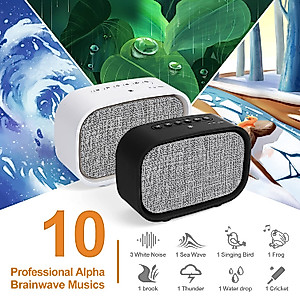 White Noise Sleeping Machine /Professional Alpha Brainwave Musics for Baby &Pregnant Woman&Adults, with Warm Color Night Light ,10 Professional Sounds & Auto-Off Timer. (White, Small), White,black
