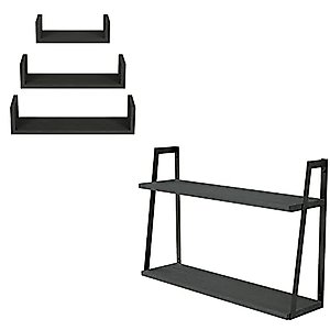 SRIWATANA U Shelves Set of 3 and 2-Tier Floating Shelf（Contains 2 Items）