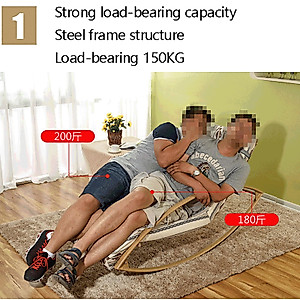 Widened Rocking Chair Outdoor Rocker Oversized Rocker With Steel Frame, Padded Cushion Portable Camping Chairs Modern Rocking Lawn Chair For Patio, Backyard, Balcony, Porch, Load Capacity 150KG ( Colo