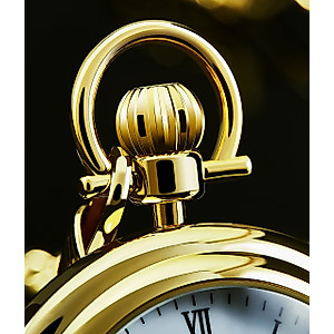 Stuhrling Original Men's Pocket Watch Stainless Steel Analog Skeleton Watch Hand Wind Mechanical Movement Stainless Steel Chain (Silver) (Gold)