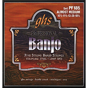 GHS Strings Strings for Banjo (PF185 Set), Almost Medium, 10 1/2-20