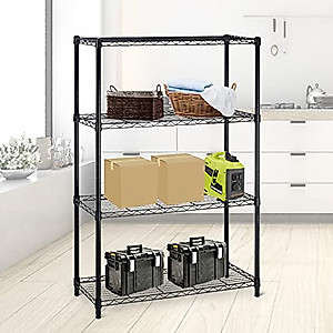 4 Tier Wire Shelving Rack Wire Shelving Unit, Metal Steel Shelves Adjustable Storage Organizer,1000 LBS Capacity, 54" H x 36" W x 14" D, Garage Shelving Rack for Office Kitchen Pantry Black