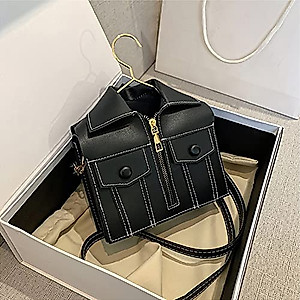 Anopo Suit Shirt Shaped Novelty Clutch Purse Ladies Leather Evening Crossbody Shoulder Bag Women Unique Clothes Tote Handbag Black