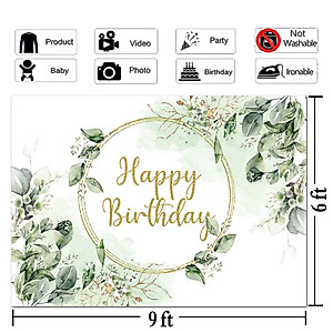 9x6ft Greenery Succulent and Eucalyptus Leaves Photography Backdrop Bloom Eucalyptus Leaves Photo Background for Happy Birthday Party Decoration Supplies