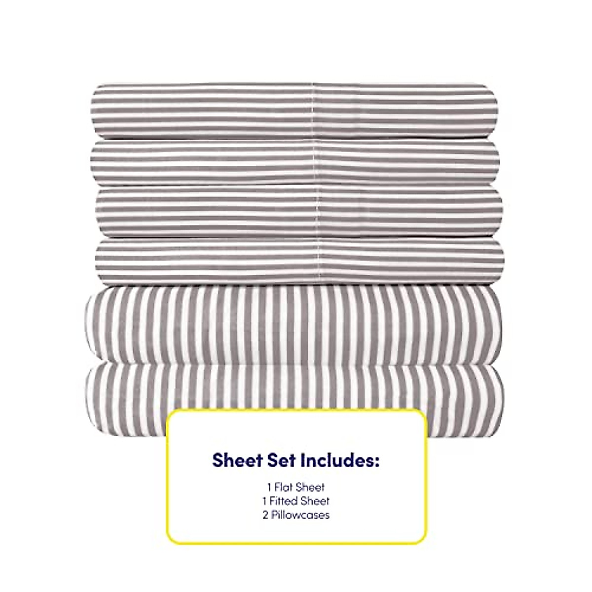 Twin Size Bed Sheets - 4 Piece 1500 Supreme Collection Fine Brushed Microfiber Deep Pocket Twin Sheet Set Bedding - 1 EXTRA PILLOW CASES, GREAT VALUE, Twin, Classic Stripe Gray