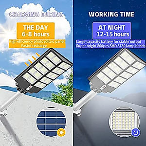 1000W Solar Street Lights Outdoor Solar Powered Dusk to Dawn Parking Lot Light with Motion Sensor and Remote Control for Backyard