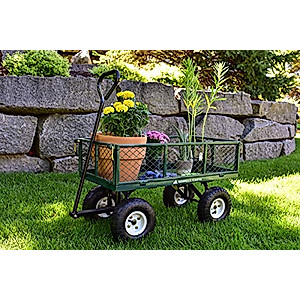Gorilla Carts GOR400-COM Steel Garden Cart with Removable Sides, 400-lbs. Capacity, Green