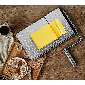 Cheese Slicer & Cheese Cutter | Stainless Steel cheese slicer with 10 Replacement-wires | Cheese Cutter for Block Cheese Metal Cheese Slicer Cutting Board Kitchen Gadgets Gift Set for Cheese Butter