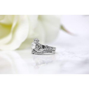 CaliRoseJewelry Sterling Silver Irish Claddagh Birthstone Ring Set July (Size 6)