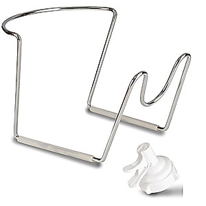 AquaNation Chrome Silver Metal Plated 3 - 5 Gallon Water Bottle Jug Canteen Stand and Dispenser Valve for 48mm 55mm Non Threaded Snap On Crown Top Large Reusable Water Jugs Bottles (55mm)