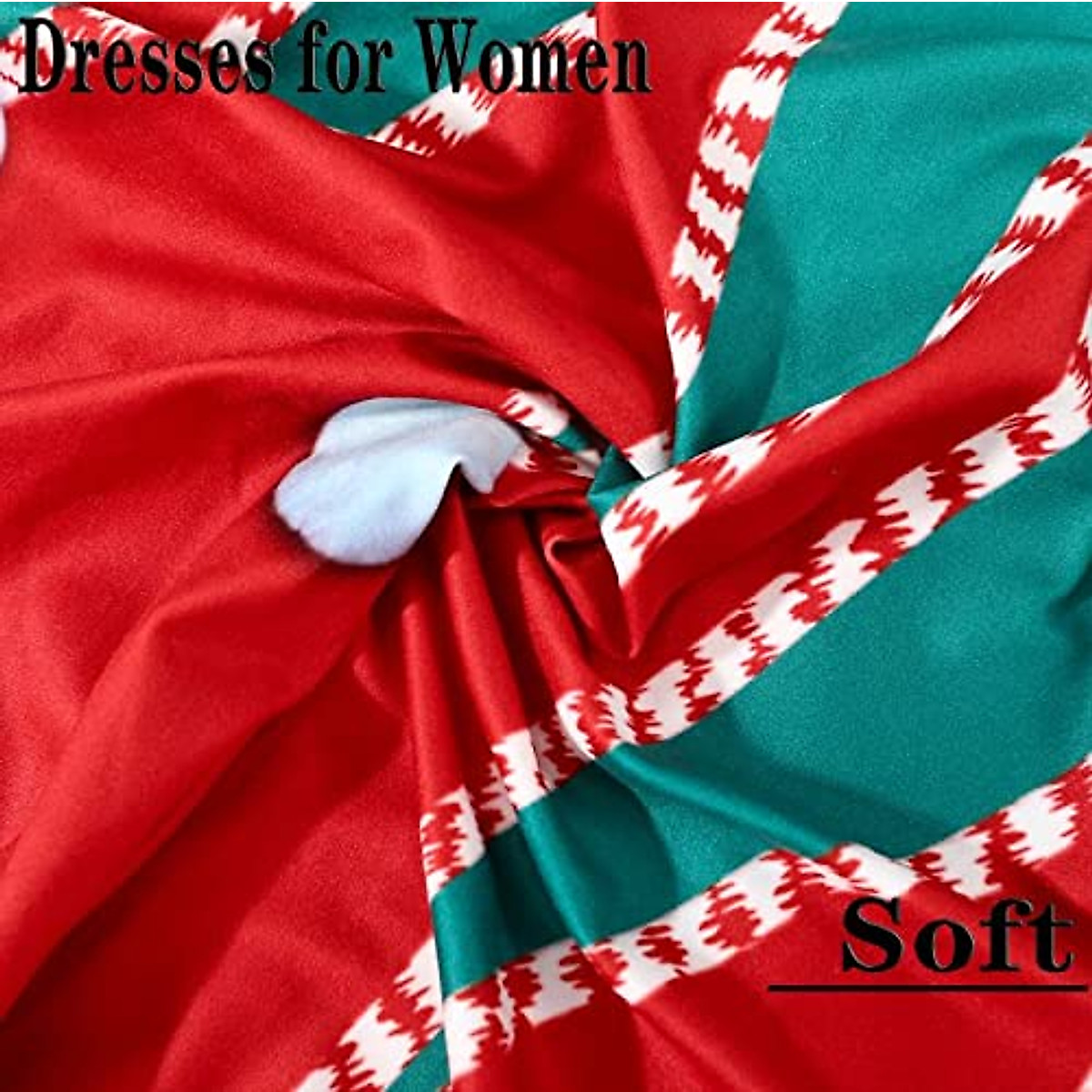 Jeweky Christmas Dress Casual Midi Dress Short Sleeve Flared Christmas Dress 3D Printed Dress Party Daily Dresses for Women and Girls (L)